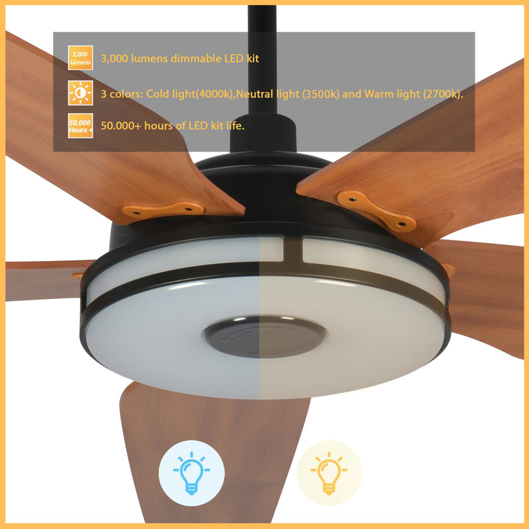 52 in. Explorer 5-Blade LED Smart Ceiling Fan with LED Light – SmaFan.com
