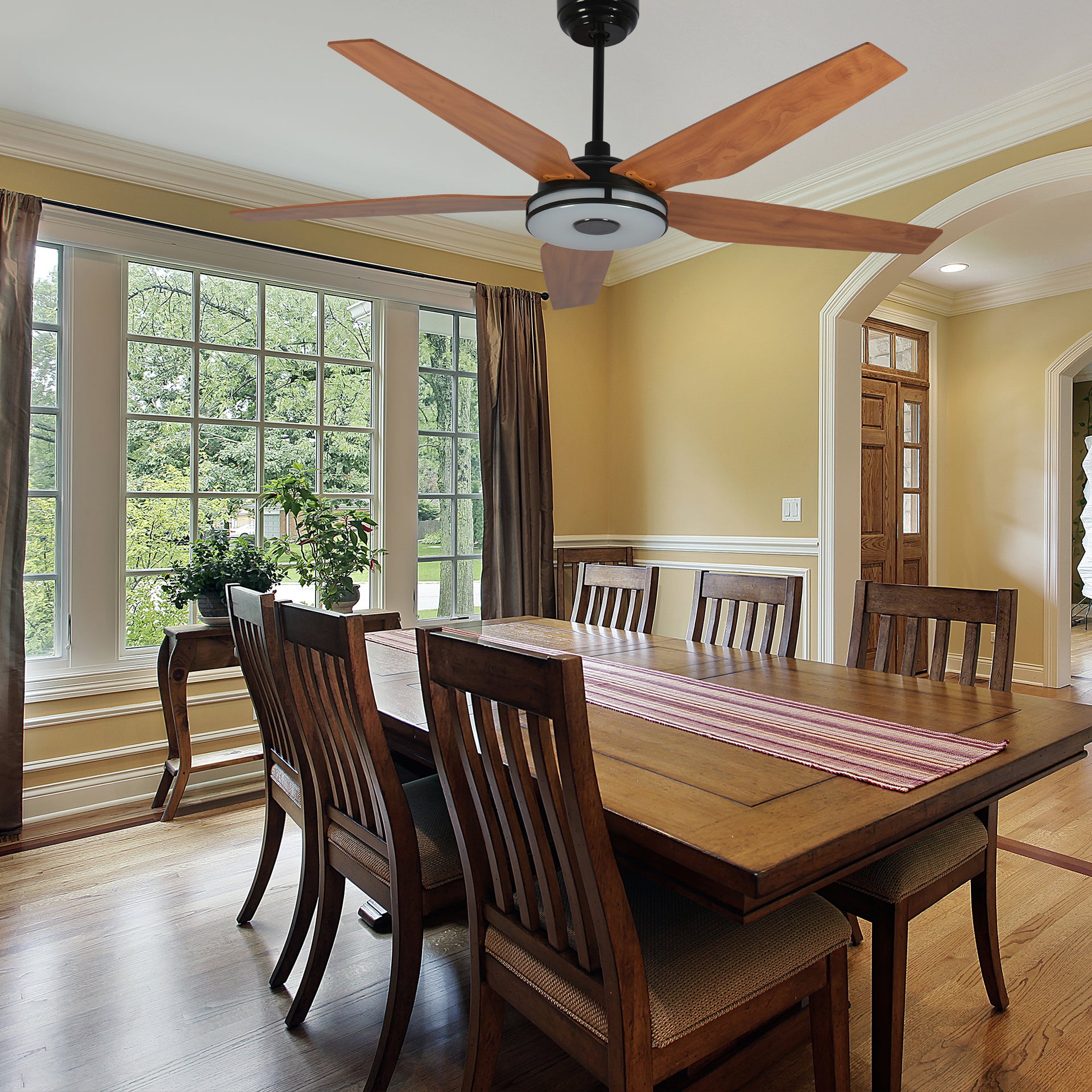 52 in. Explorer 5-Blade LED Smart Ceiling Fan with LED Light – SmaFan.com